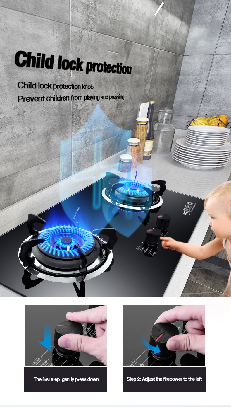 IKER double-head gas stove embedded desktop dual-purpose stove (gas ...