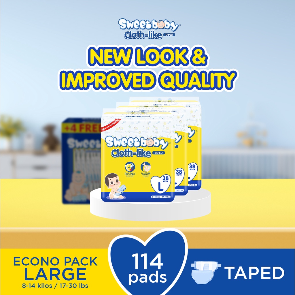 SWEETBABY REGULAR CLOTH-LIKE ECONO PACK LARGE 38s x 3 PACKS | Shopee ...