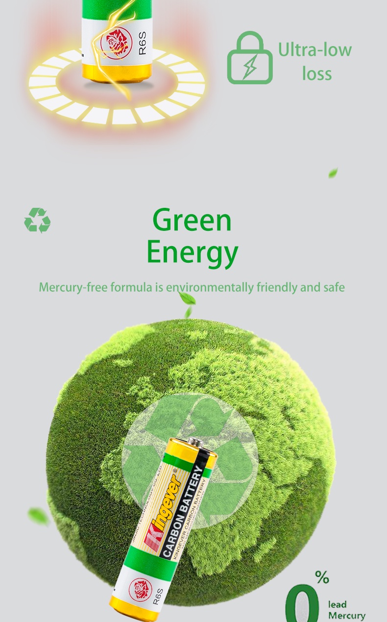 Kingever 100% Original R6S AA 4pcs/Pack Extra Heavy Duty Battery Metal ...