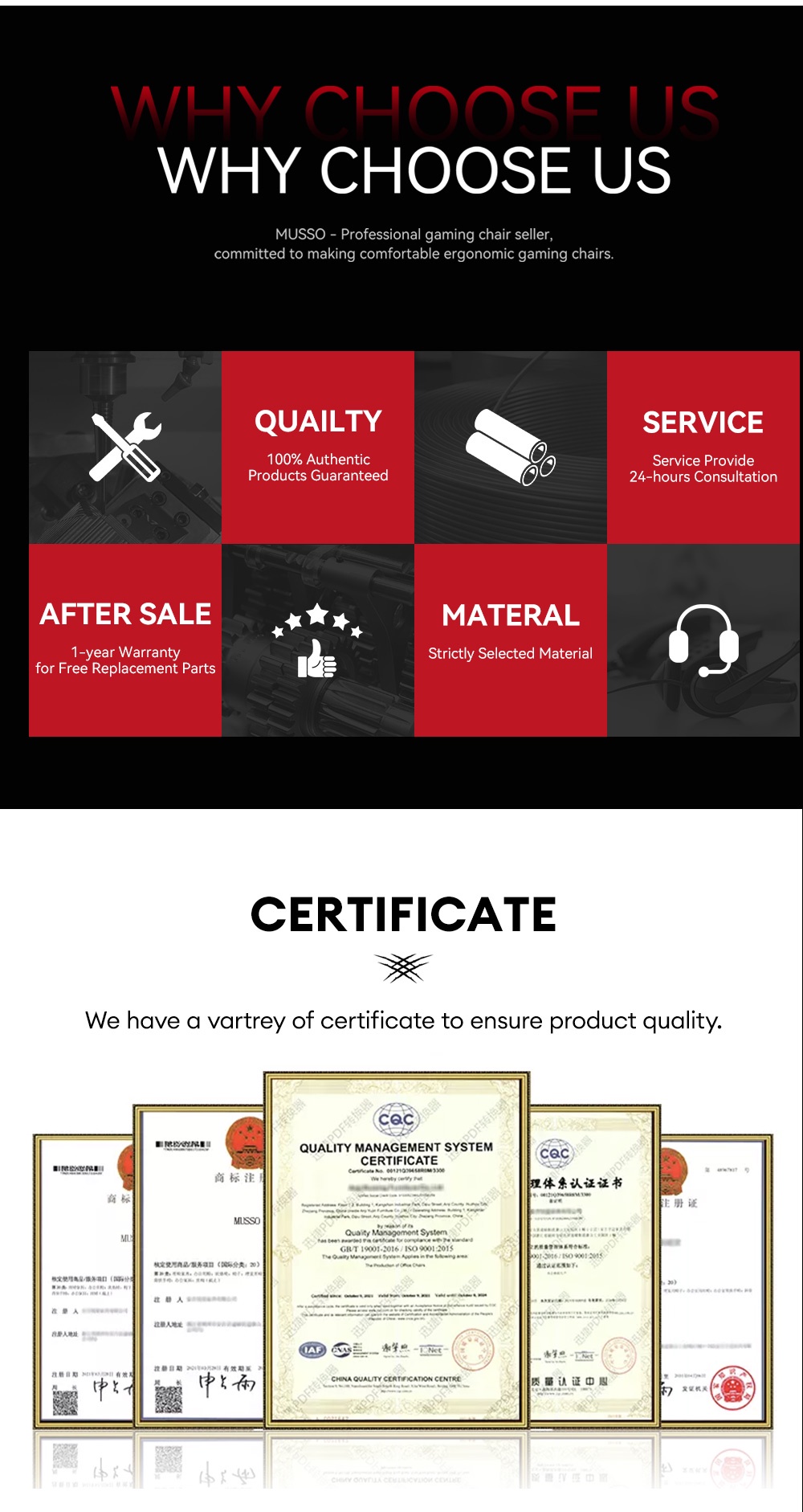 MUSSO 199A Gaming Chair Extra Large Size High-Back Fabric Office Chair ...