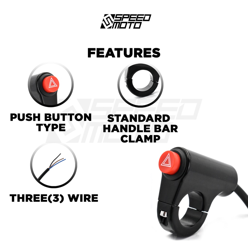 MOTORCYCLE HANDLEBAR ALLOY HAZARD SWITCH ON/OFF SIGNAL FLASHER ...