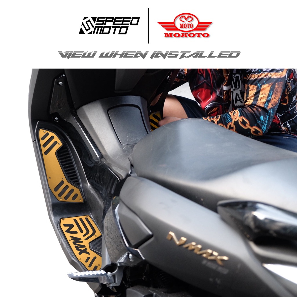 NMAX 2020/NMAX 2021 CNC ALLOY ANTI-SLIP RUBBER FOOTBOARD MATTING WITH ...