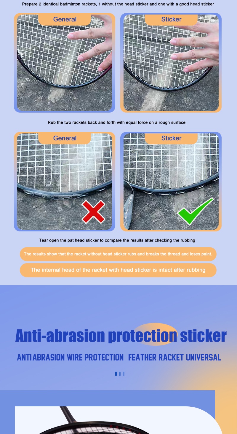 Alpsport Pkt Racket Head Sticker For Badminton Net Feather Frame Border ...