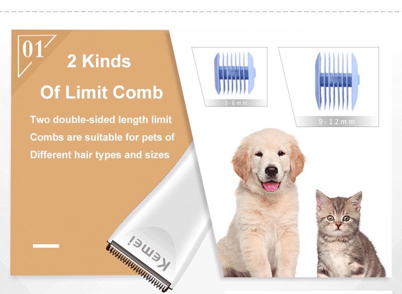 Kemei Electric Low-noise Pet Hair Razor Cat Dog Electric Clipper ...