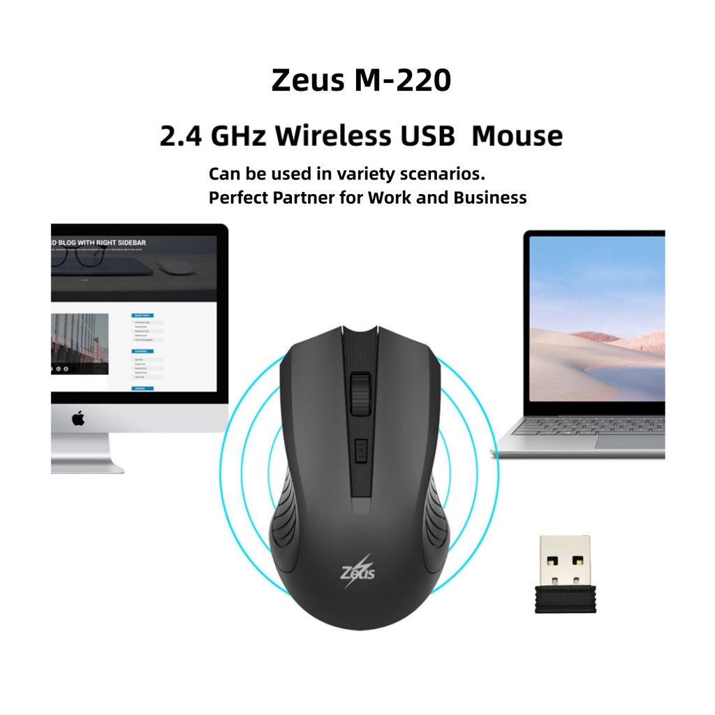 Zeus M220 Wireless Gaming Mouse / Office Mouse With Nano Receiver And A ...