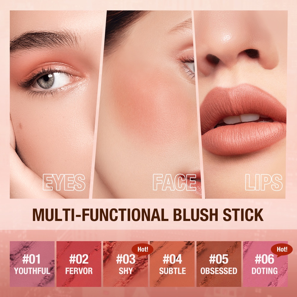 O.TWO.O Makeup Blush Stick Hydrating Gloss Cheek 6 Colors Beauty ...