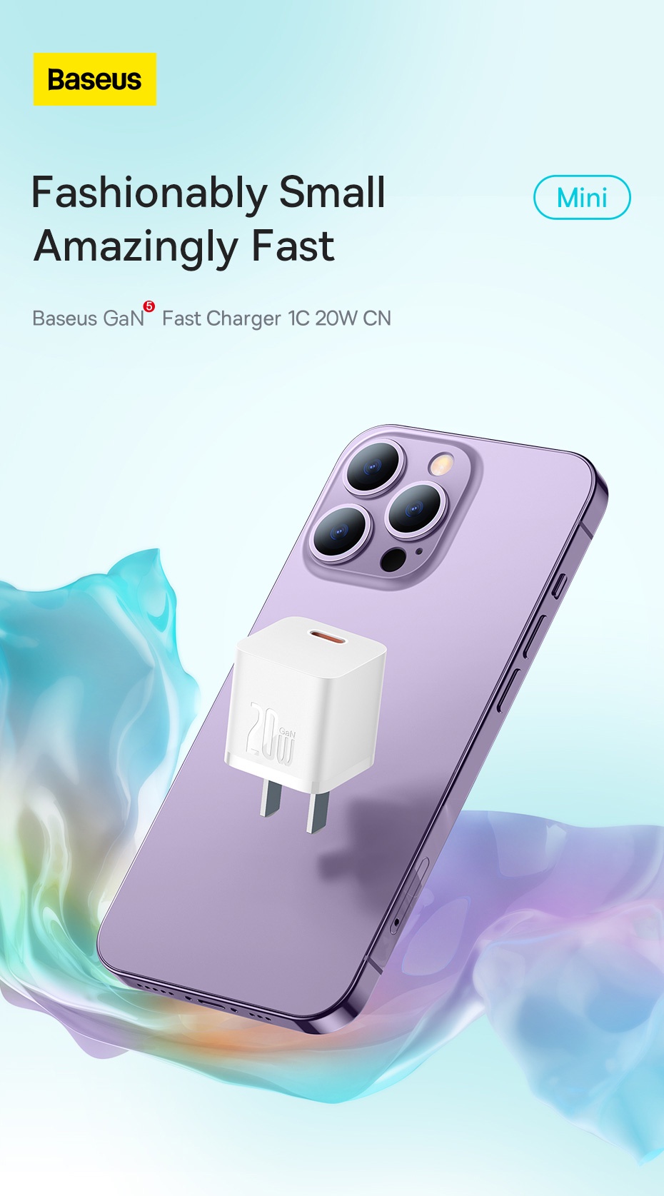 Baseus GaN5 Fast Charger 20W Portable USB C Charger Support Type C PD ...