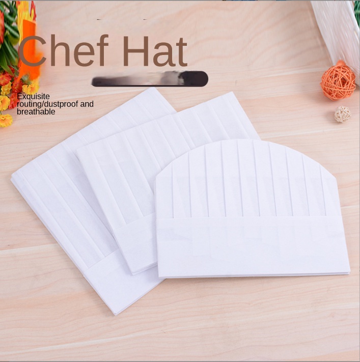 Ready Stock 10pcs Disposable chef hat non-woven chef hat dust cap ...