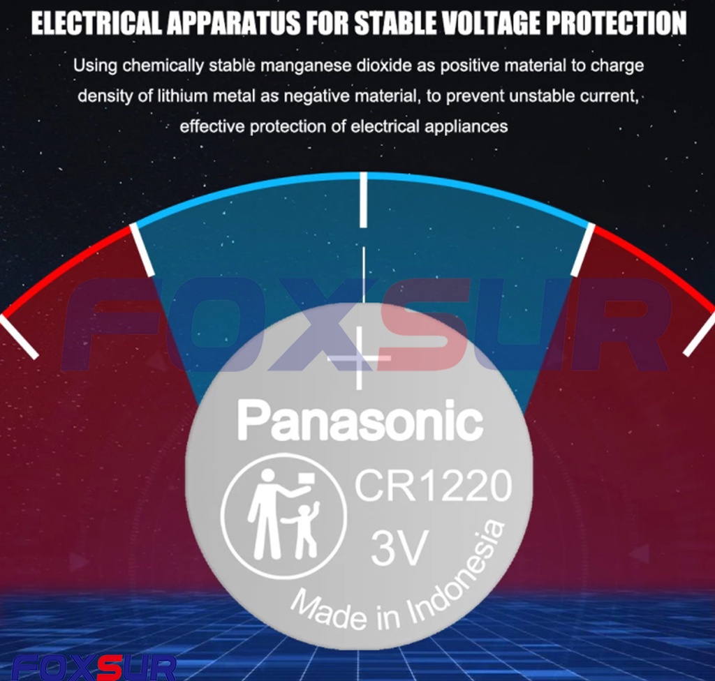 Panasonic CR1220 (1pc) 3v Lithium Button Cell Battery in Blister Pack CR 1220 Batteries 6220 ...
