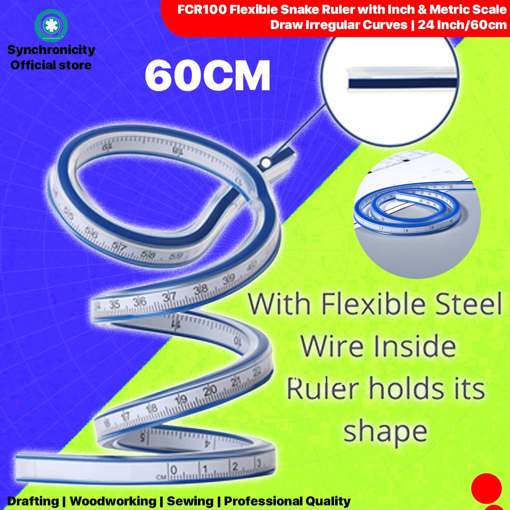 FCR100 Flexible Curve Snake Ruler with Inch and Metric Scale Markings ...