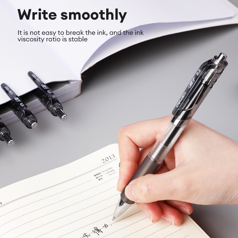 Deli 0.5mm Quick-dry Gel Pen Black Signature Ballpen Stutent Writing ...