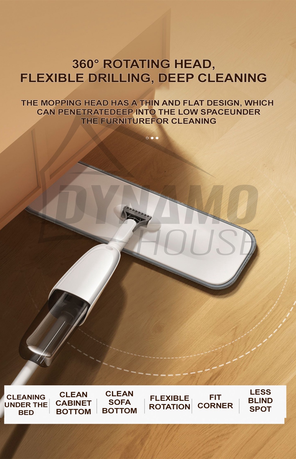 Spray Mop 360 Degrees With Spinner Head Flat Floor Cleaner Microfiber ...