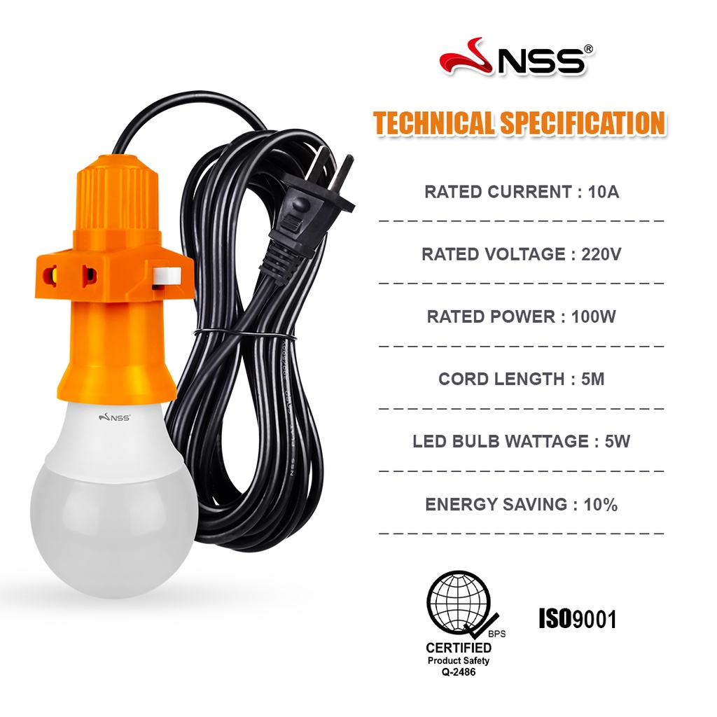 NSS LED Light Extension Cord Power Plug Bulb Lantern Cord Cable Pendant ...