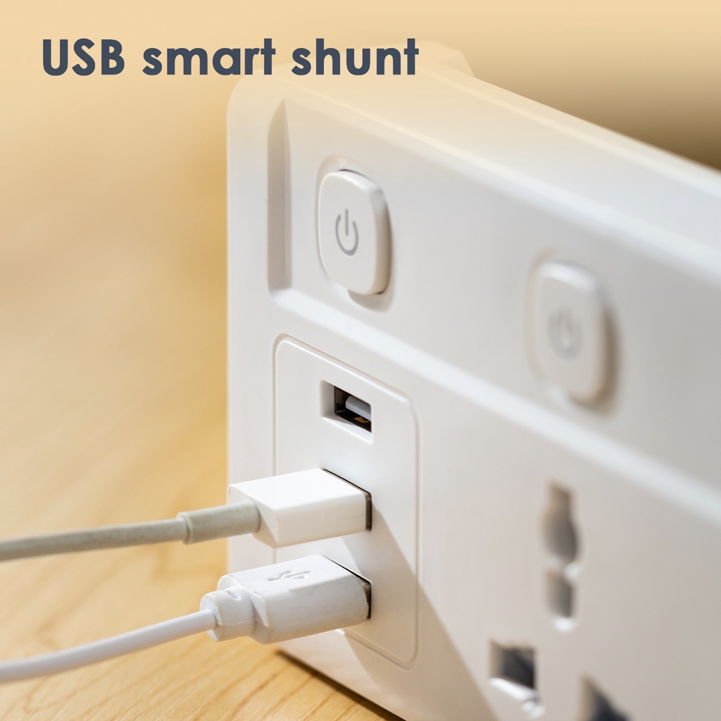 Deli 2M Universal Extension Socket Power Socket Independent Switch USB ...