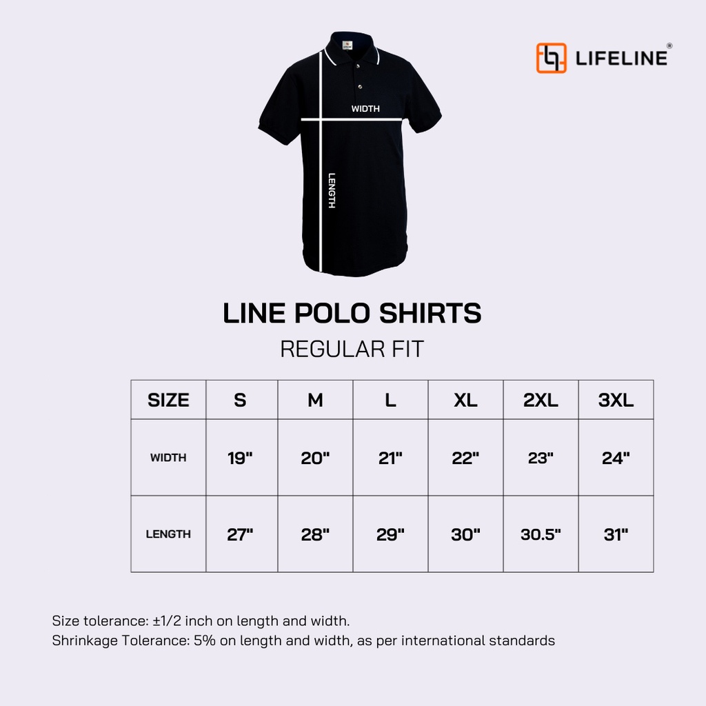 Lifeline Line Polo Shirt (White | Black | Gold Yellow | Emerald Green ...