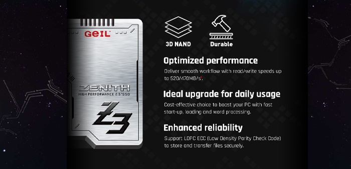 GeIL Zenith Z3 256GB / 512GB SATA 2.5 High-performance Solid State ...