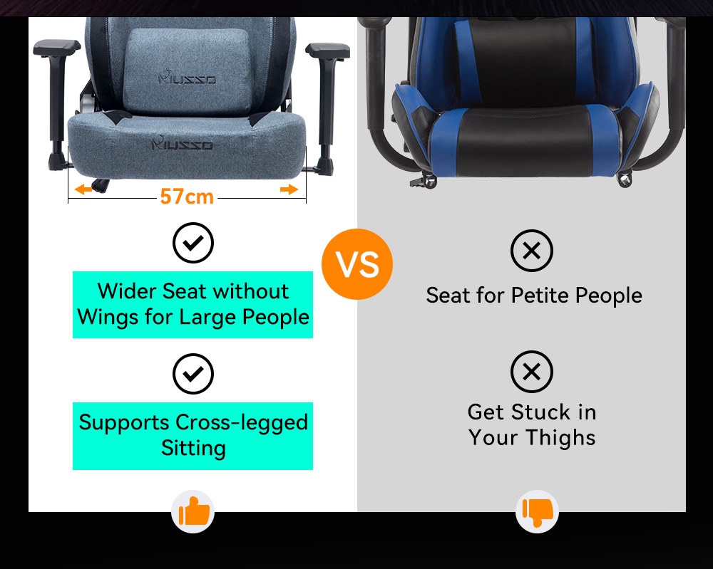 MUSSO 199A Gaming Chair Extra Large Size High-Back Fabric Office Chair ...