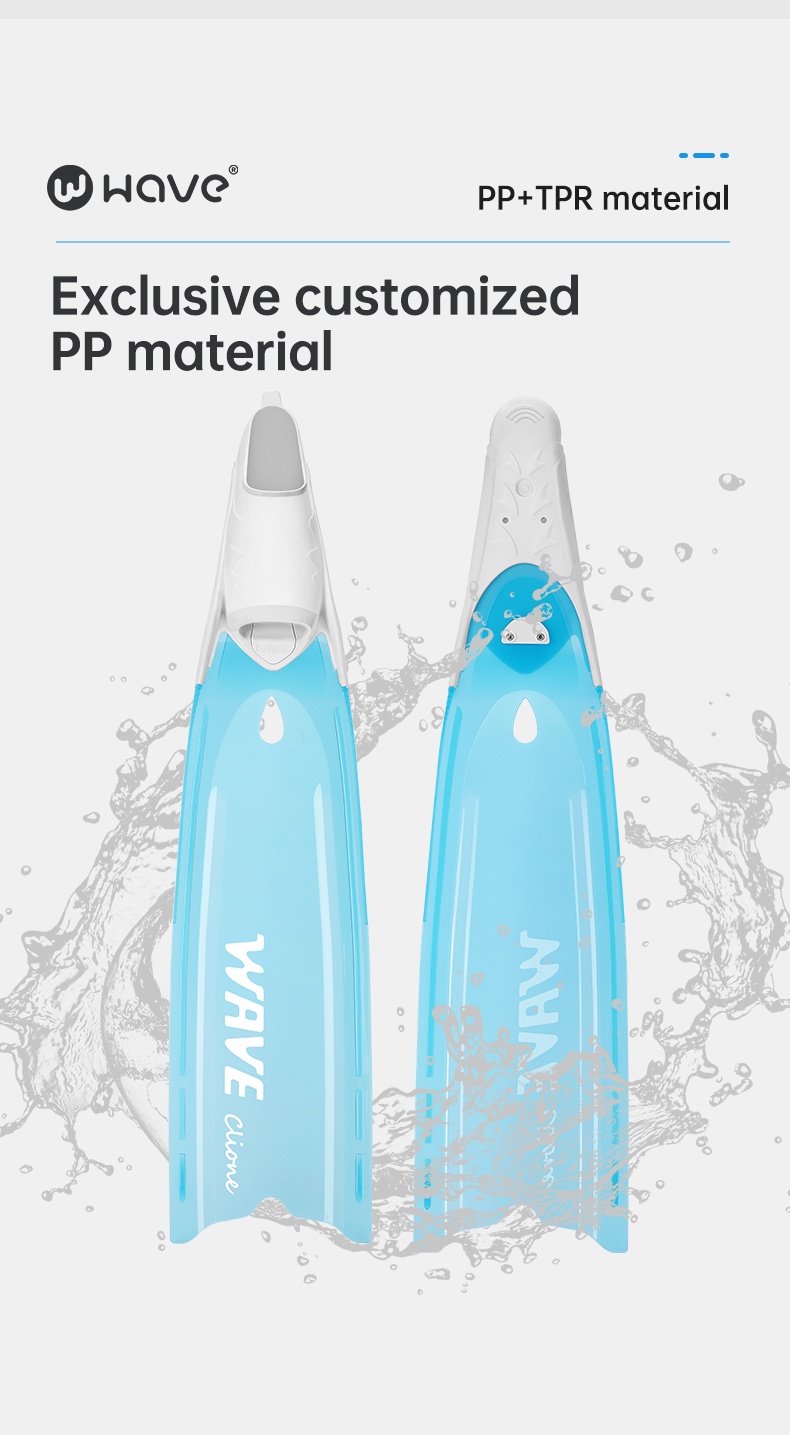 WAVE Full Pocket Long Blade Diving Fins for Freediving and Spearfishing ...