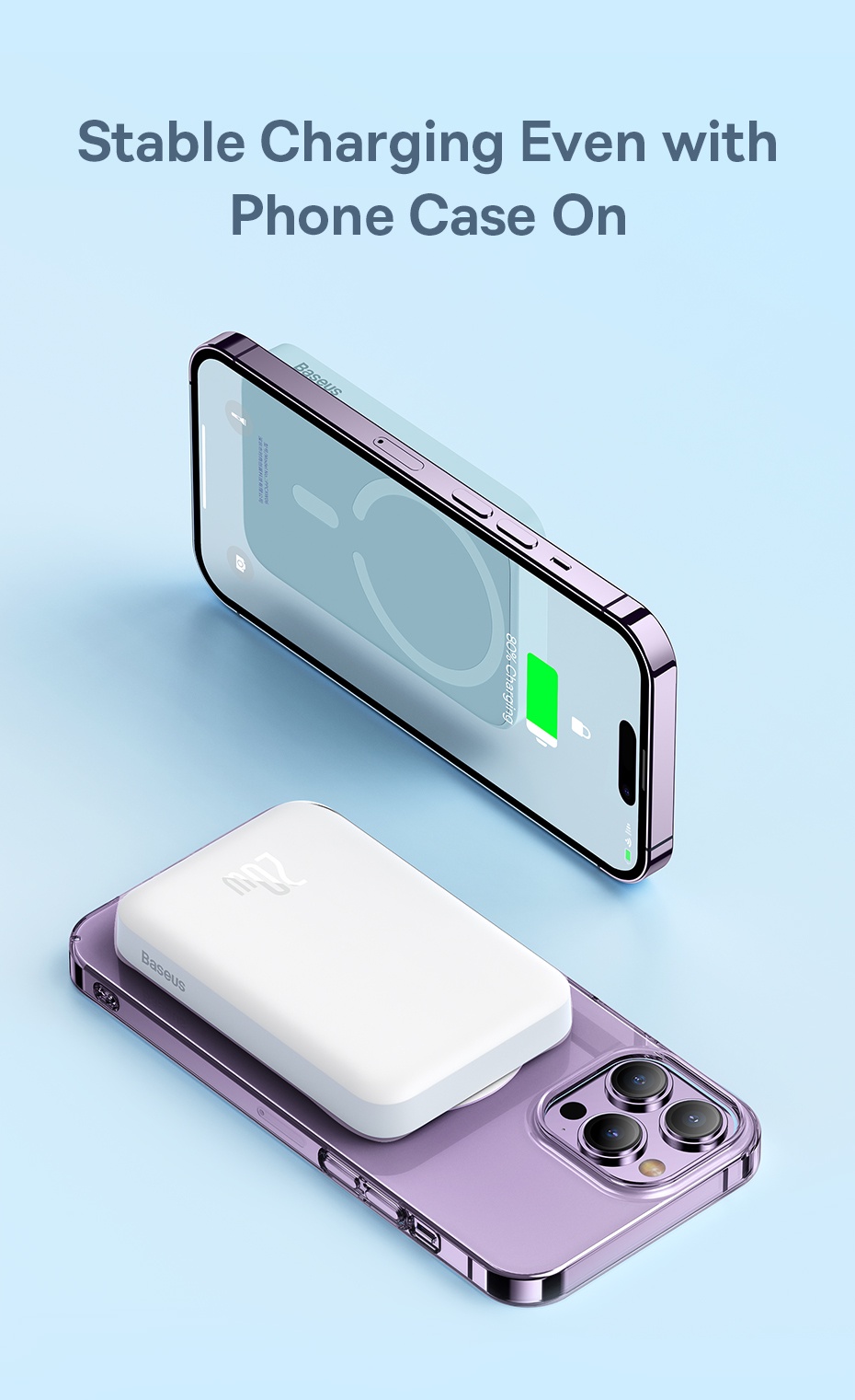 Baseus Power Bank 10000mAh Mini Magnetic Wireless Fast Charge with Auto-wake For i 14 13 12 ...