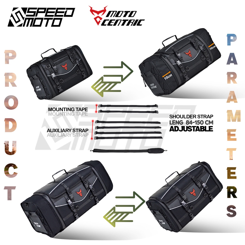 MOTOCENTRIC 11-MC-0125 MOTORCYCLE REAR TAIL BAG / BACKPACK NEW 2022 ...