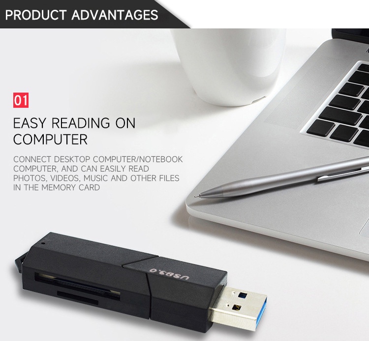 SU-YOSD Memory Card Reader 5Gbps USB 3.0 Card Reader 2 in 1 SD TF Memory Cards Adapter High ...