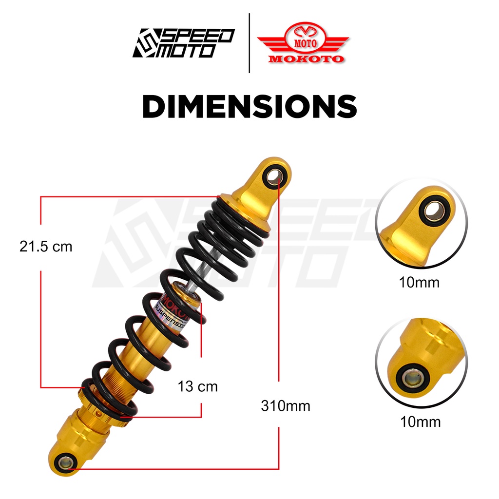 MOKOTO DUAL REAR SHOCK ABSORBER 310/340MM FOR XRM/WAVE/SMASH/SHOGUN ...