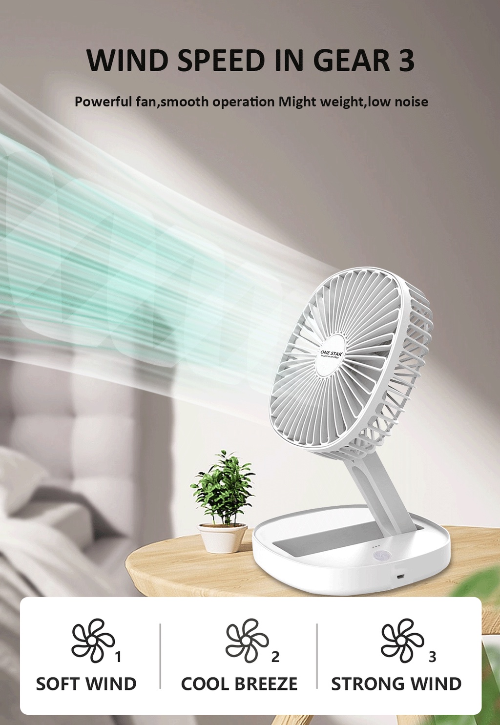 NSS 7inch Rechargeable Electric Fan Small Fan Stand Fan Electric ...
