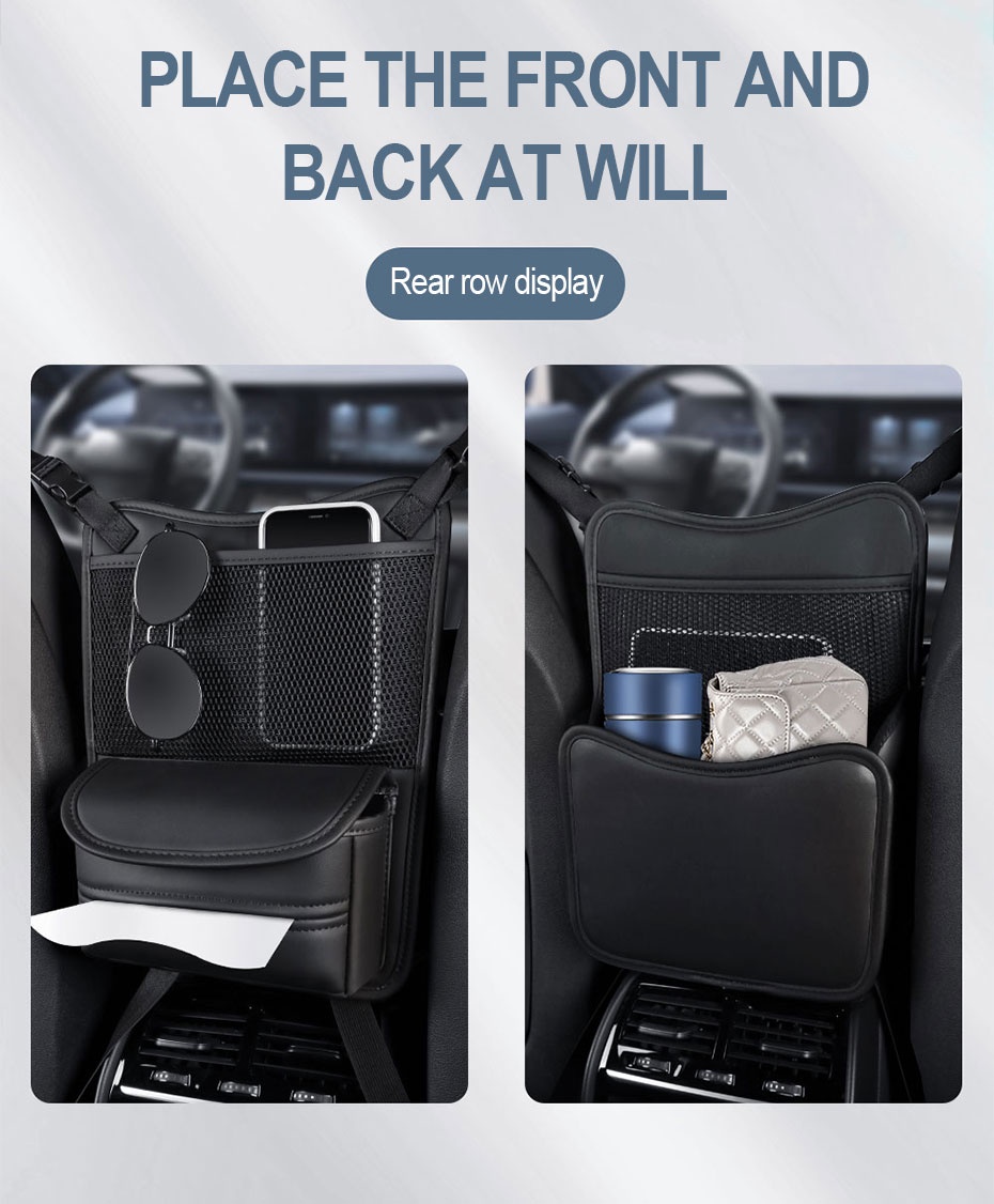 SEAMETAL Multifunction Car Storage Bag Leather Double-Sided Tissue Box ...