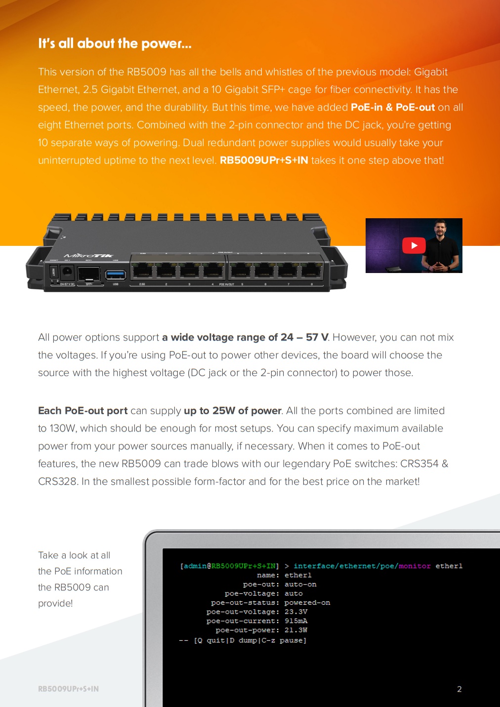 MikroTik RB5009 POE Version (RB5009UPr+S+IN) - (8) Gigabit ports w/ POE ...