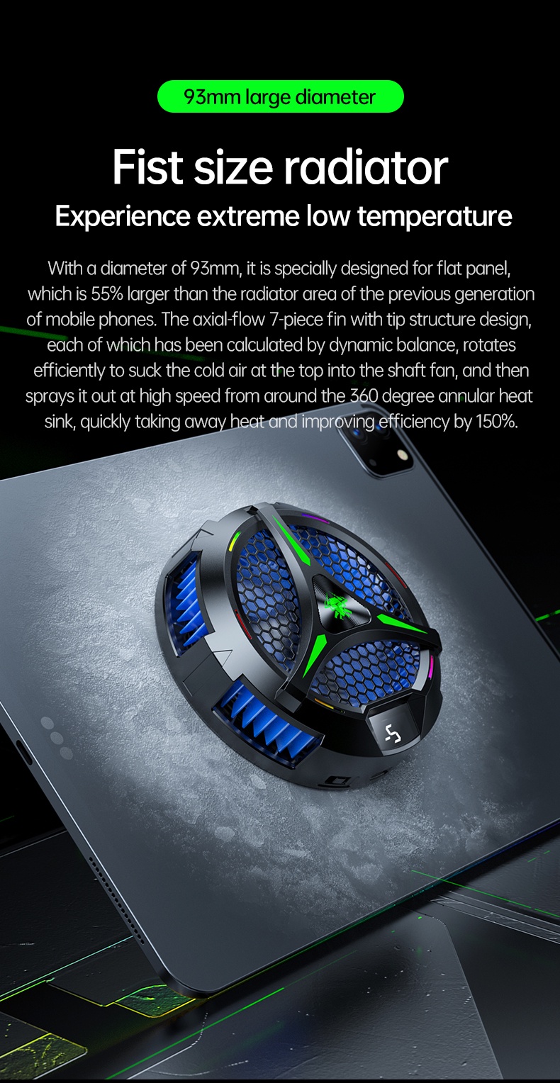 PLEXTONE HeatSink EX3 Tablets Gaming Radiator RGB Cooling Fan Hurricane ...