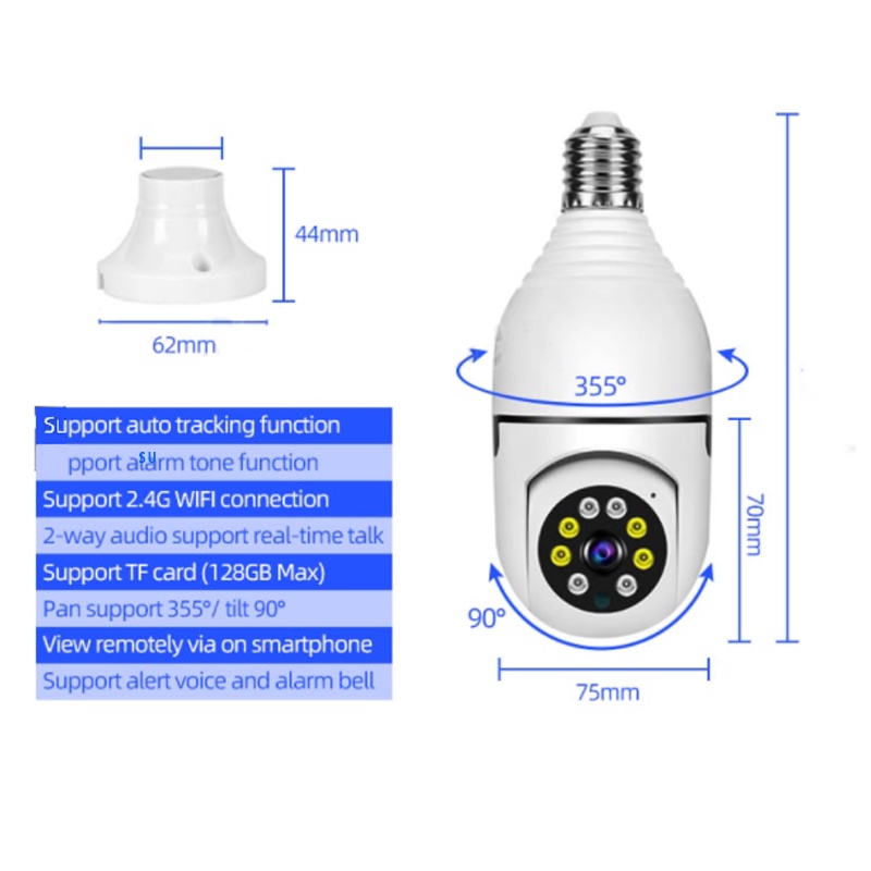 ANSEN CCTV Bulb Camera WiFi Connect to Cellphon with Voice Wireless ...