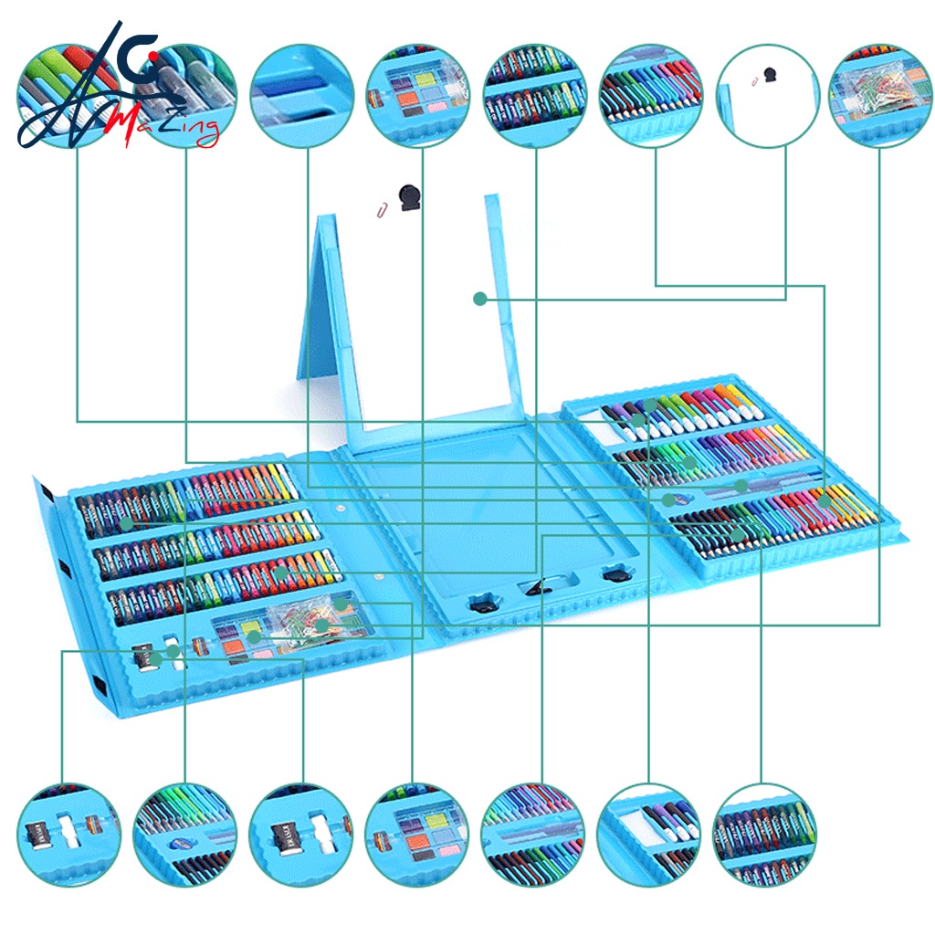 208 Pcs Kids Super Mega Art Coloring Set, Crayons Oil Pastels Color ...