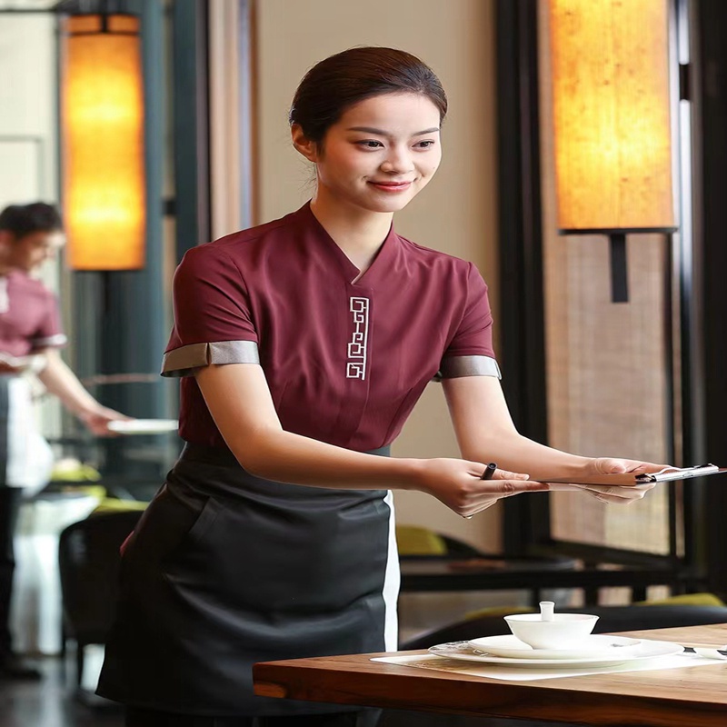 Ready Stock High-end hotel work uniform suit short-sleeved unisex ...