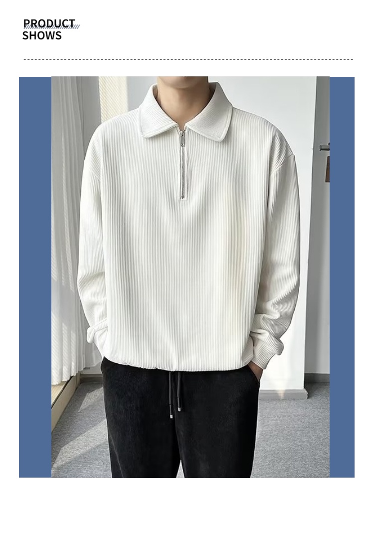 【4 Color】Zipper Design Long Sleeve Korean Polo For Men High Quality ...