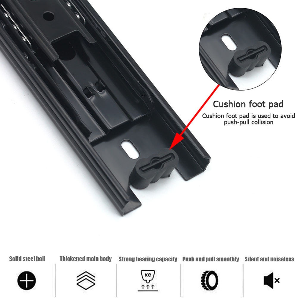 1 Pair Heavy Duty Drawer Guide Full Extension Ball Bearing Drawer ...