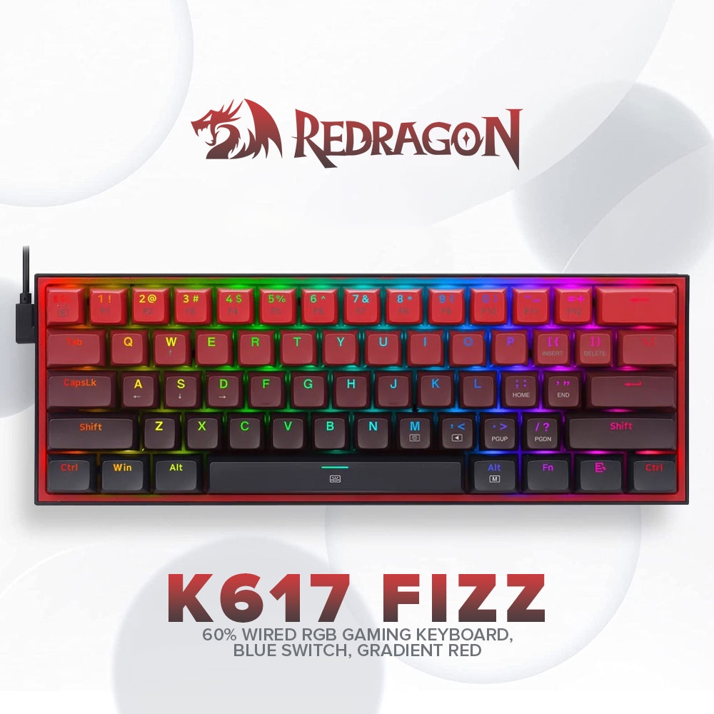 EasyPC | Redragon K617 FIZZ 60% Wired RGB Gaming Keyboard Red or Blue Switch | Shopee Philippines