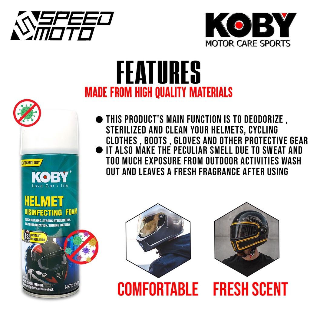 KOBY HELMET DEODORANT 120ML / HELMET GUARD DISINFECTING SPRAY ...