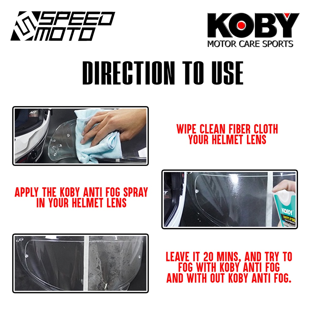 SPEEDMOTO KOBY 2in1 ANTI-FOG AND ANTI-RAIN SPRAY 20ML EASY TO CARRY ...
