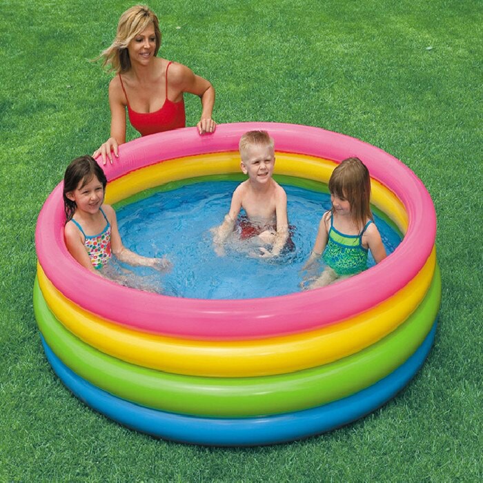 INTEX Kiddie Pools and Inflatable Kid’s Pools with slide rainbow 3color ...