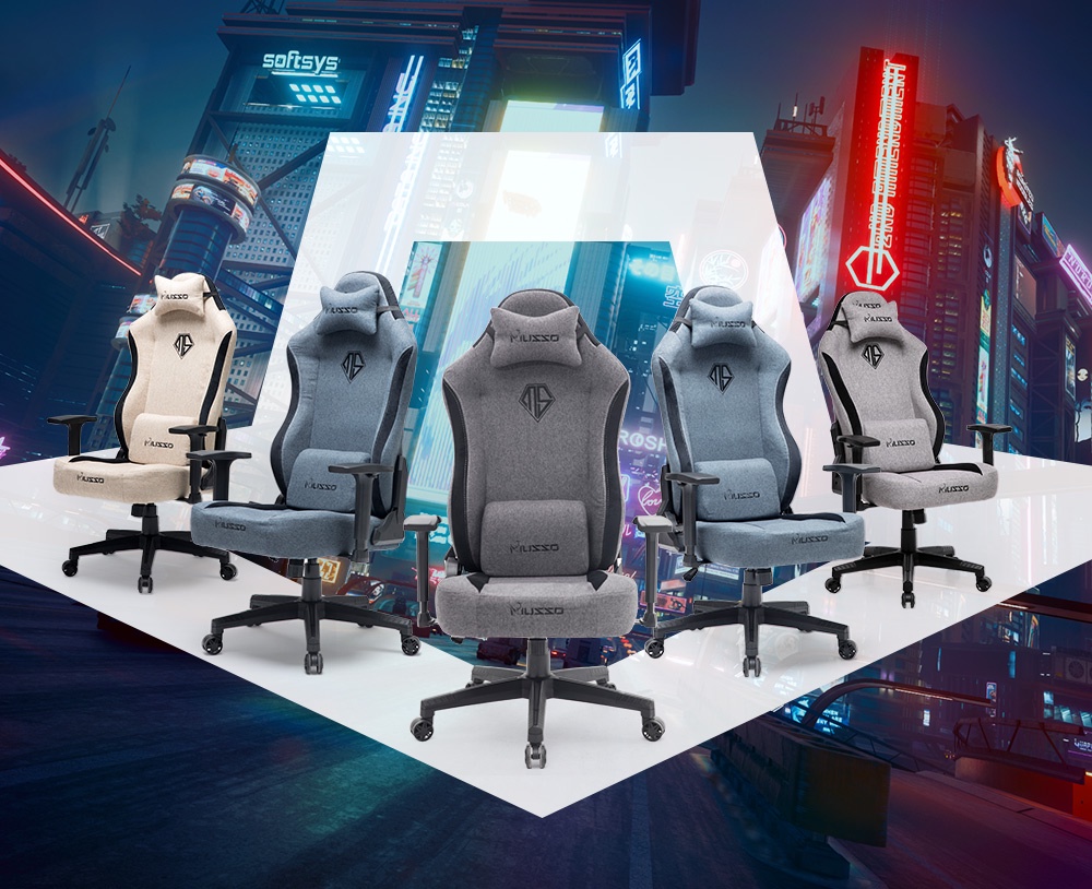 MUSSO 199A Gaming Chair Extra Large Size High-Back Fabric Office Chair ...