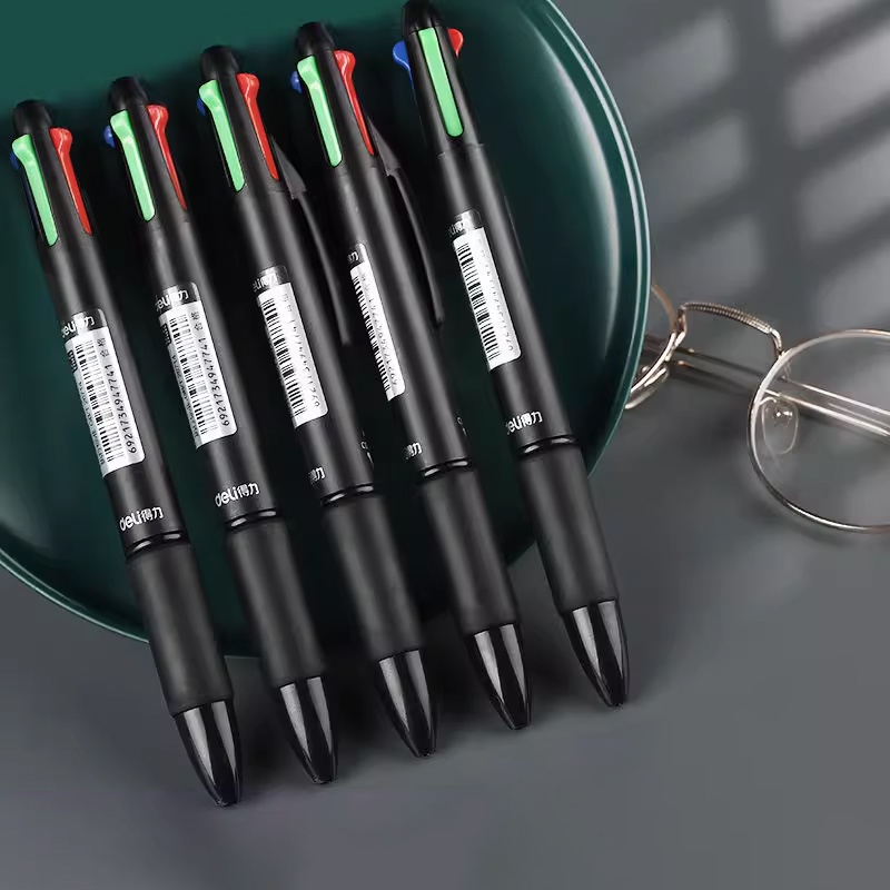 Deli Four-Color Ballpoint Pen Multicolor Ballpen School Supplies 0.7mm ...