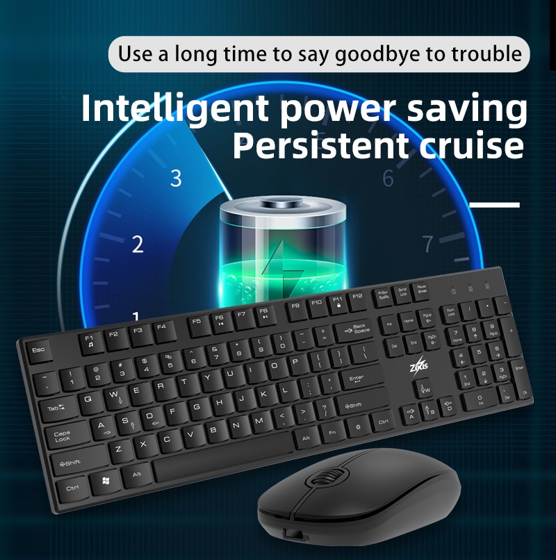 Zeus GK600 Slim 2.4GHz Wireless Keyboard And Mouse Set With USB ...