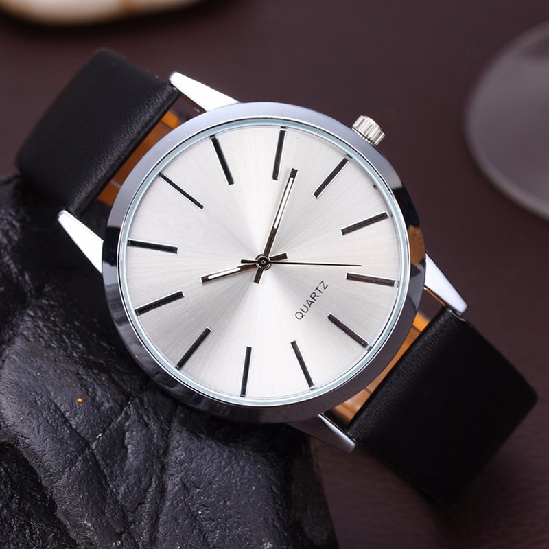 Fashion Casual Business Relo Black Leather Watch for Men Woman Quartz ...