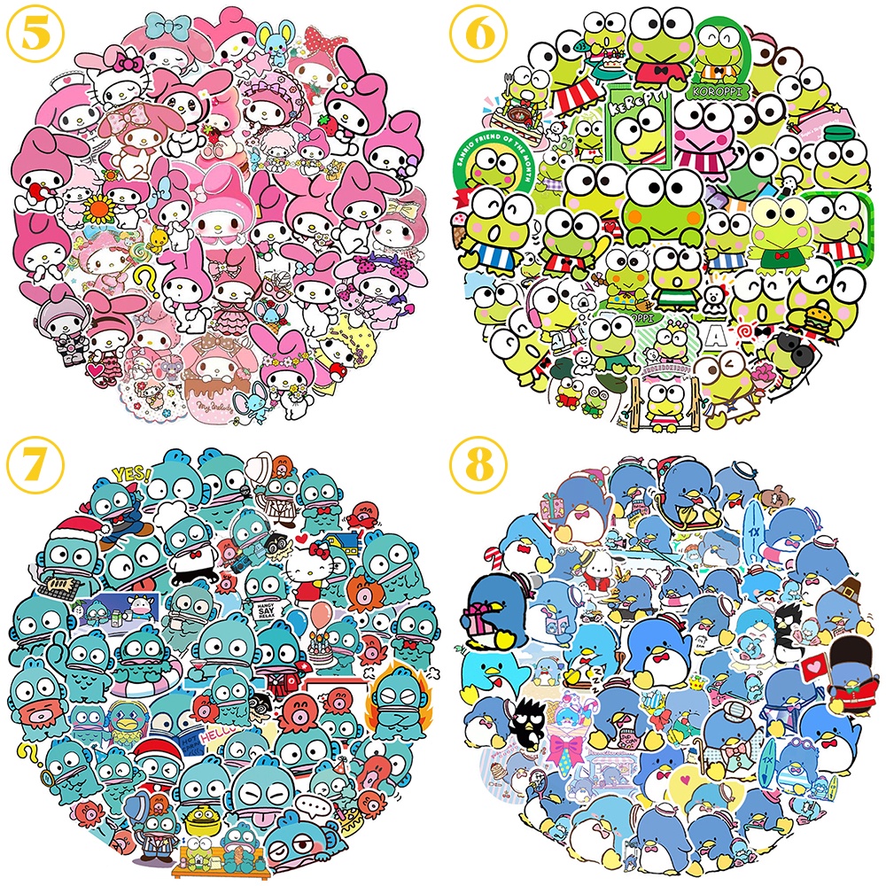 MUYA 50/100 Pcs Sanrio Series Stickers Hello Kitty Kuromi Cinnamoroll ...