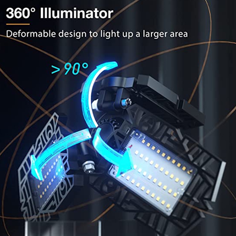 MKEPS Led Garage Light Bulb Adjustable 4 Blade Fan Ceiling Lights for ...