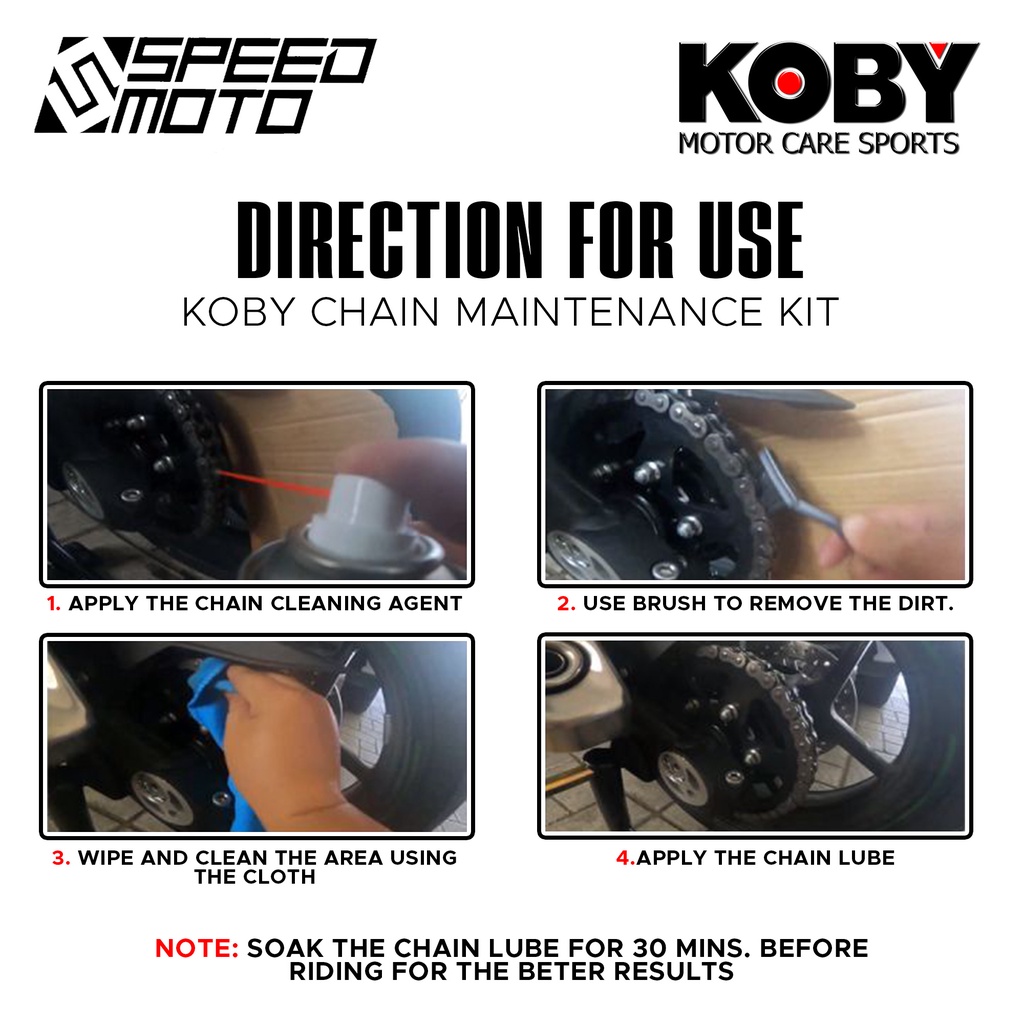 KOBY 2 in 1 CHAIN MAINTENANCE KIT FOR MOTORCYCLE | Shopee Philippines