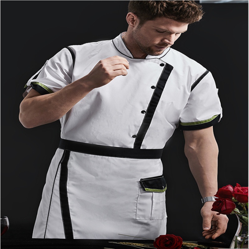 Ready Stock High-end restaurant chef work uniform men and women short ...