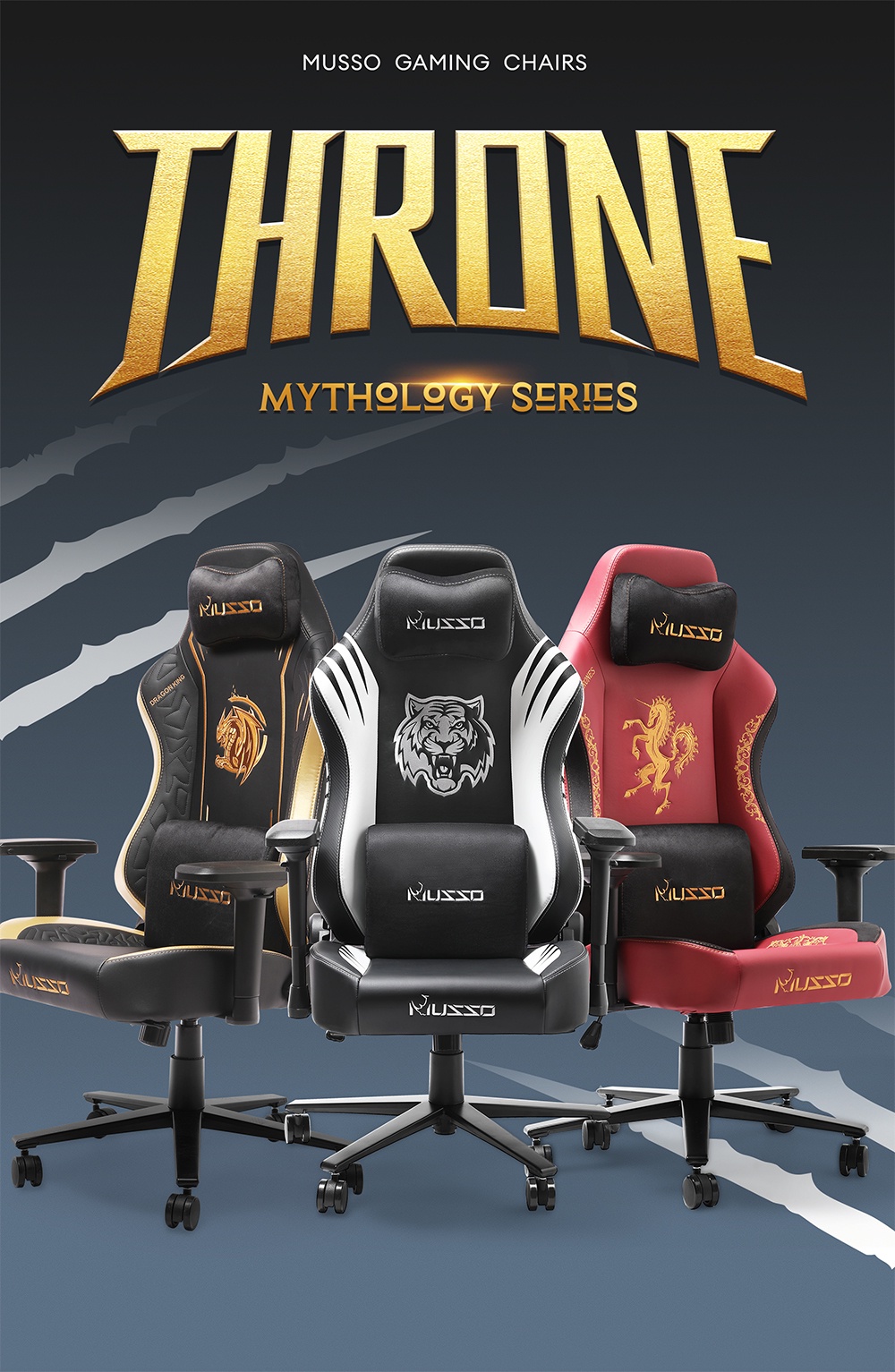 MUSSO Mythology Series Gaming Chair With Magnetic Memory Foam Headrest ...