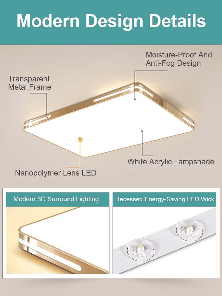 Yowxii Modern Tri Color Ceiling Lights LED Room Light For Bedroom ...