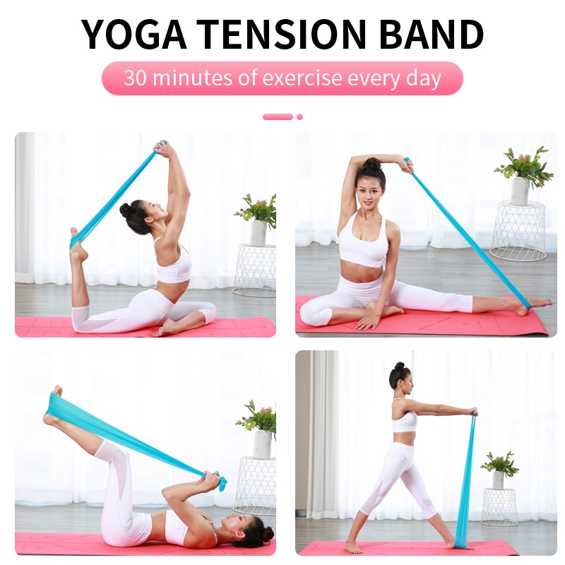 Yoga Pilates Stretch Resistance Band Fitness Rubber Elastic Bands ...